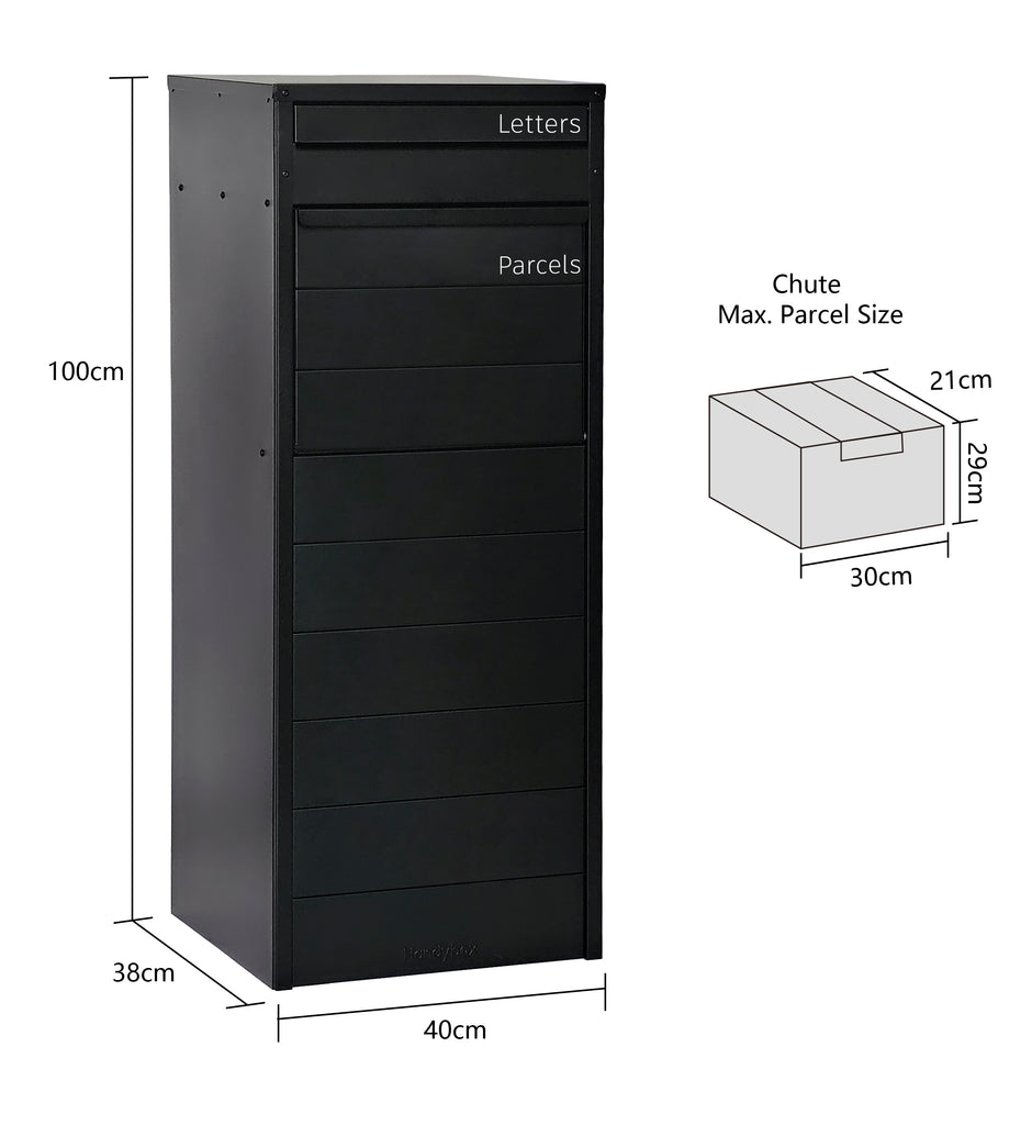 Crocodile 26 Freestanding Large Parcel & Mail Letterbox Black